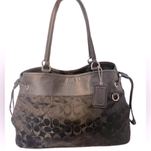 Coach | Bags | Coach Signature C Black Nylon Leather Handbag | Poshmark